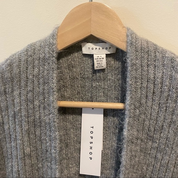 Topshop | Sweaters | Topshop Womens Gray Rib Open Front Long Cardigan ...